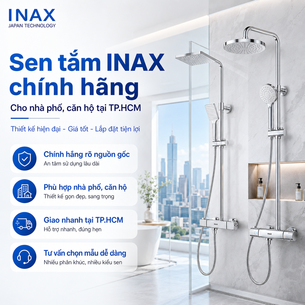 Sen tắm INAX chính hãng cho nhà phố, căn hộ tại TP.HCM